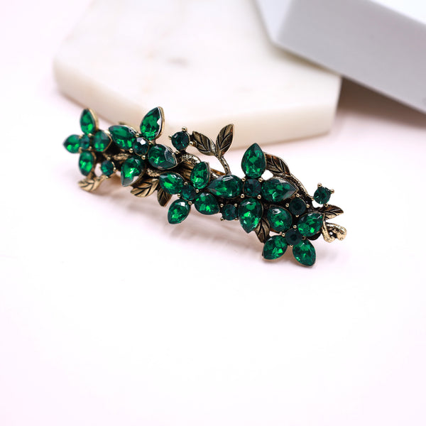 Vintage Style Emerald Green Hair Barrette | Symila Fashion