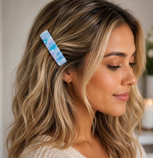 Blue Swirl Acrylic Hair Barrette for Women | Symila | Symila