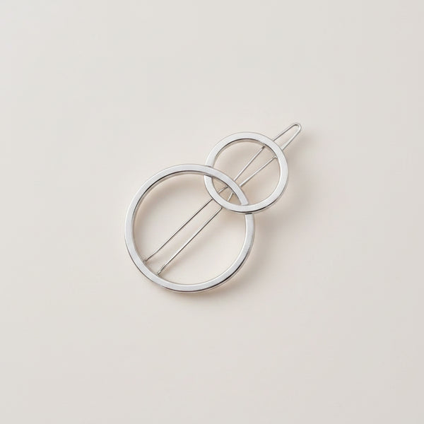 Silver Interlocking Geometric Hairpin Barrette | Symila Fashion